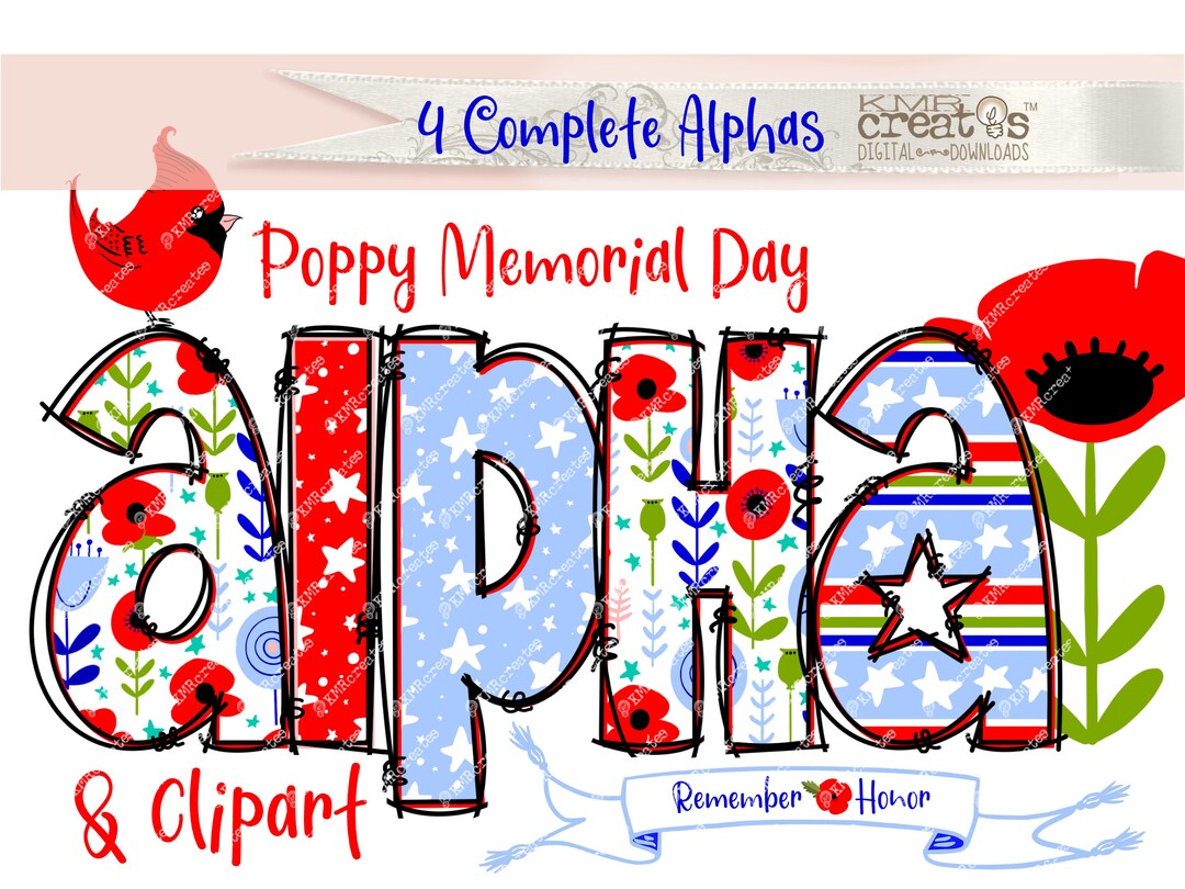 Cute Poppy Letters Memorial Day Alpha Patriotic Letters - Etsy