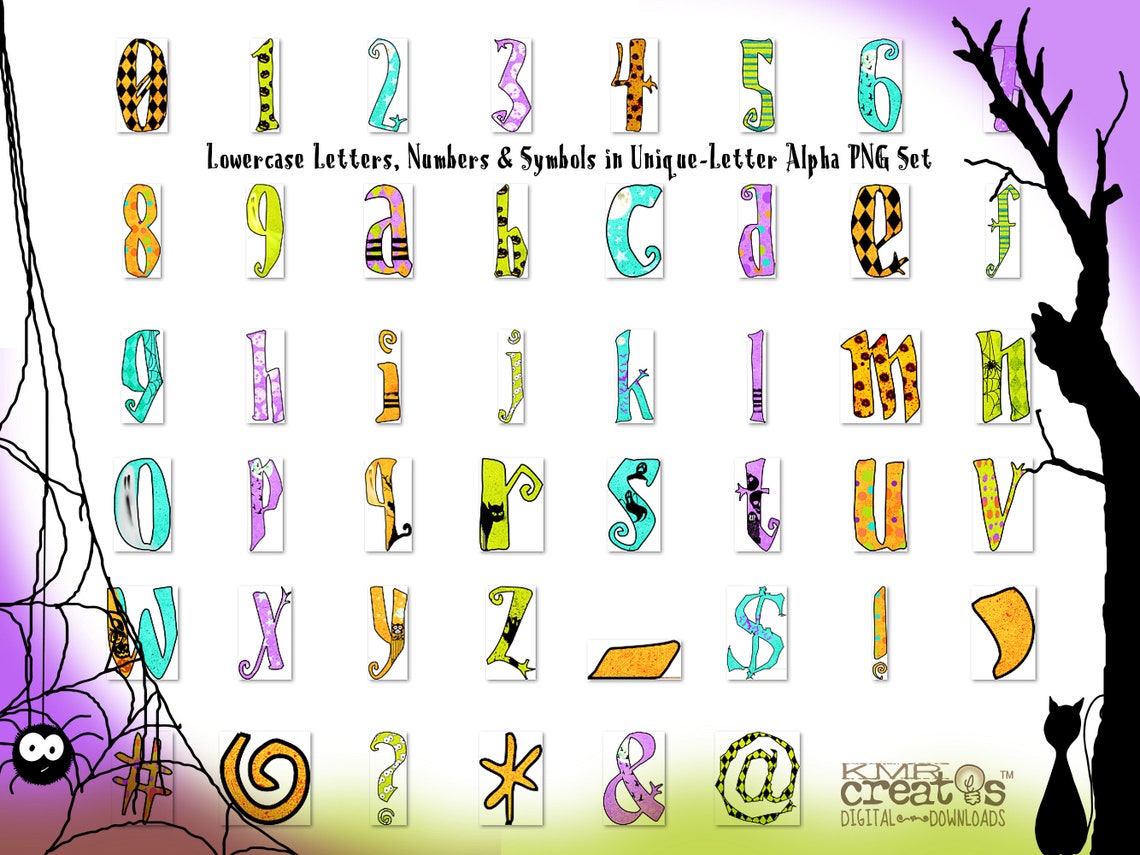 Halloween Letters Clipart Bundle Png Doodle Letters Png - Etsy