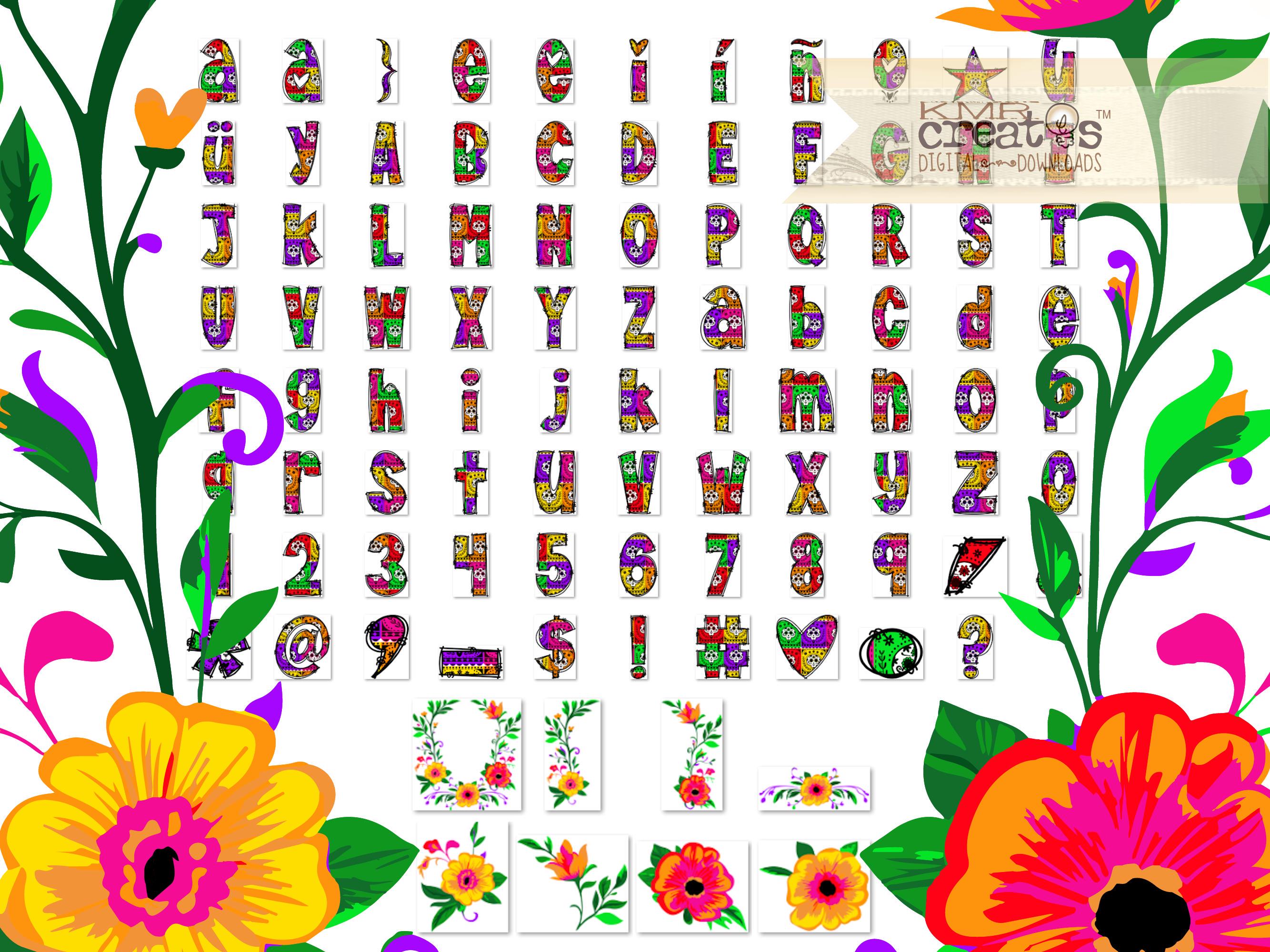 Día De Los Muertos Papel Picado Letters, Day of the Dead Art, Abstract ...