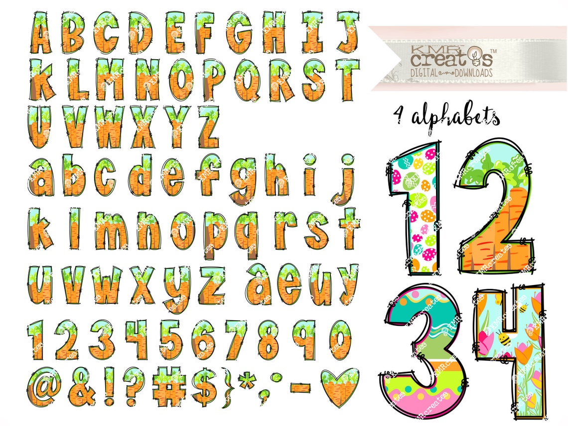 Easter Doodle Alpha Easter Letters Png Easterbunny Alphabet - Etsy