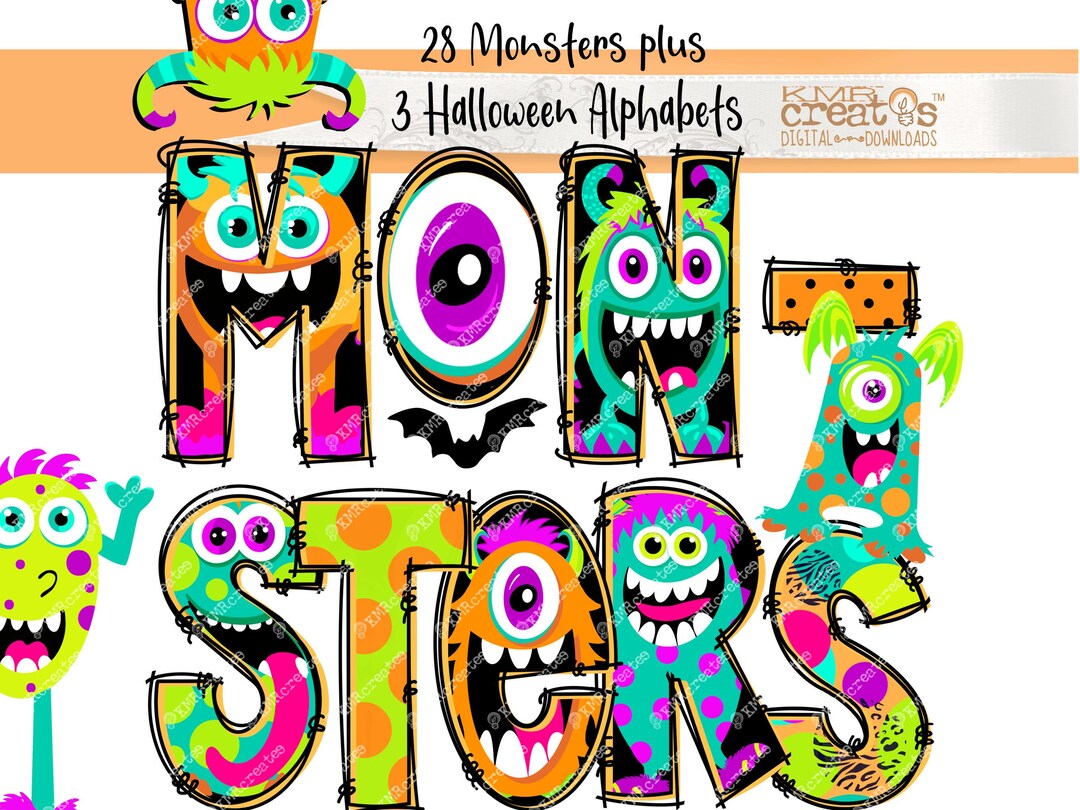 Halloween Alphabet Cute Monster Letters Halloween Letters, Monster ...