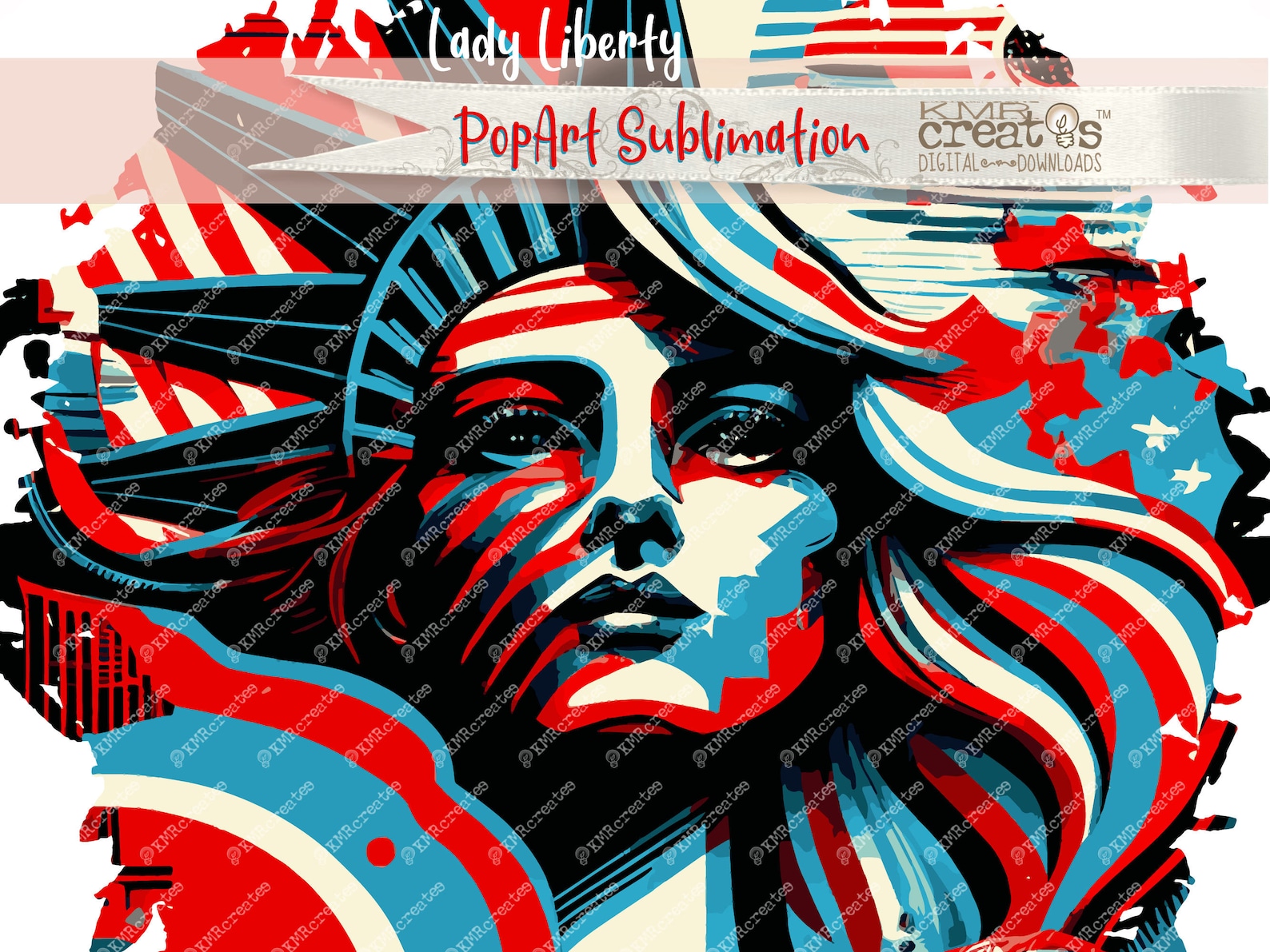 Statue of Liberty, Abstract Pop Art Png, Sublimation Design, Lady ...