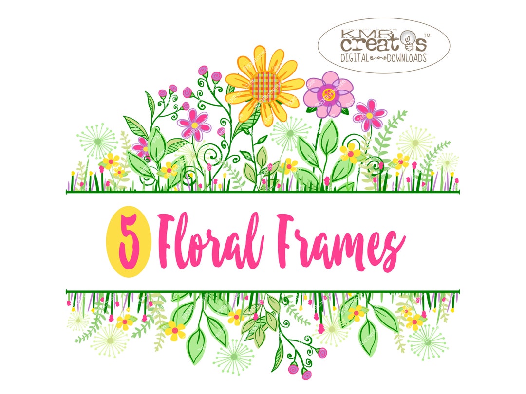 Floral Split Border Frame PNG: Botanical Clipart, Bright, Neutral ...