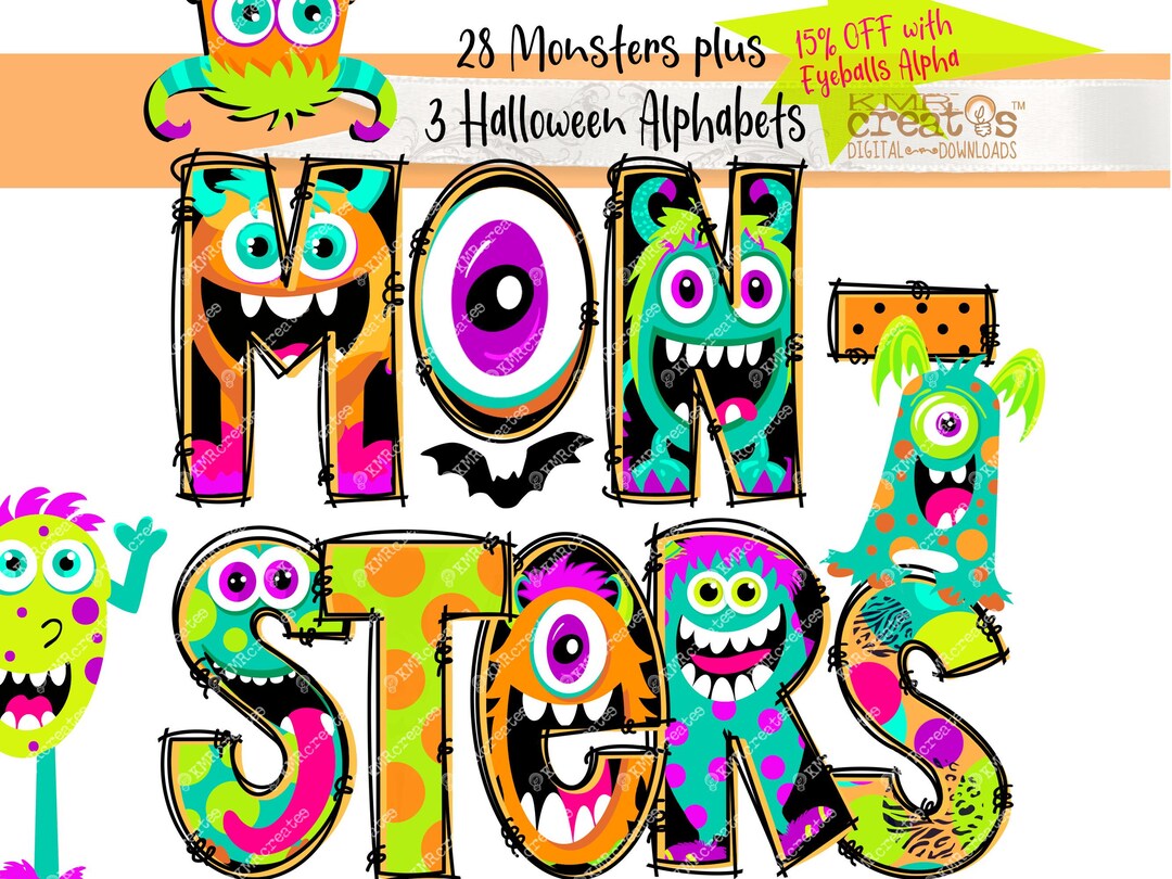 Halloween Alphabet Cute Monster Letters Halloween Letters, Monster ...