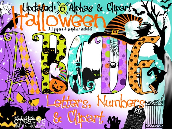 Halloween Letters Clipart Bundle Png Doodle Letters Png - Etsy