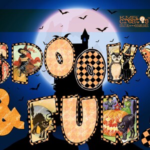 Halloween Letters Black Cat Alphabet Vintage Retro Design - Etsy