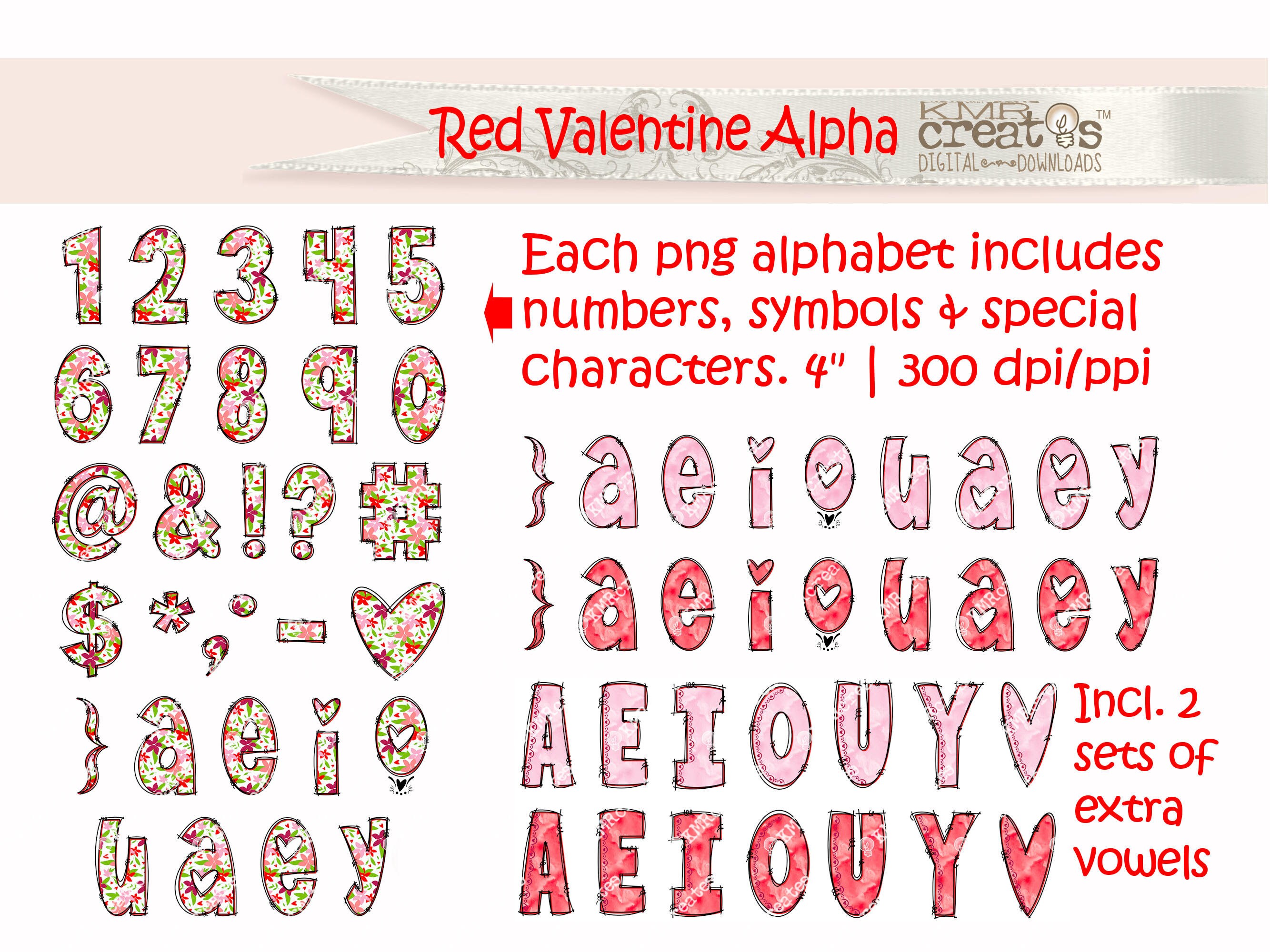 Valentine Letters Valentine Alphabet Valentine Clipart Love - Etsy
