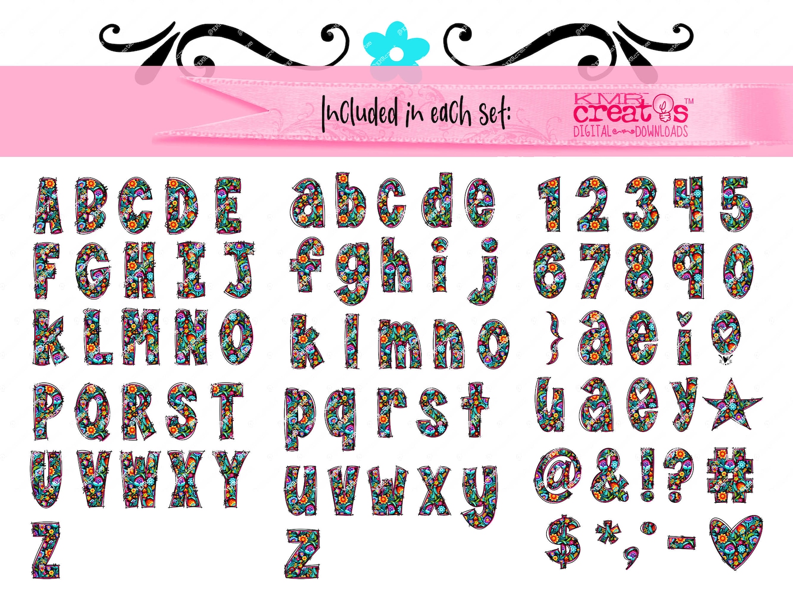 Mexican Embroidery Flowers Alphabet PNG, Embroidery Letters, Otomi ...