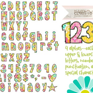 Floral Alphabet Png, Retro Mod Letters, Spring Summer Alpha, Flower ...
