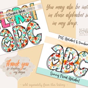 Boho Neutral Floral Alphabet PNG Letters, Doodle Flowers Spring Floral ...