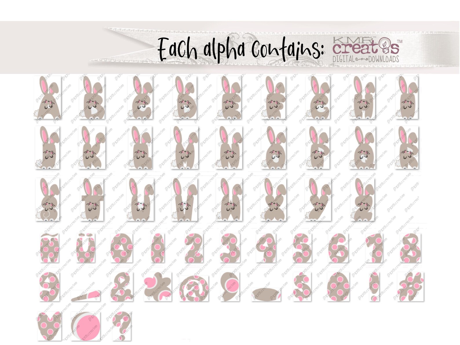 Easter Doodle Alphabet PNG: Bunny & Carrot Letters, Kawaii Clipart ...