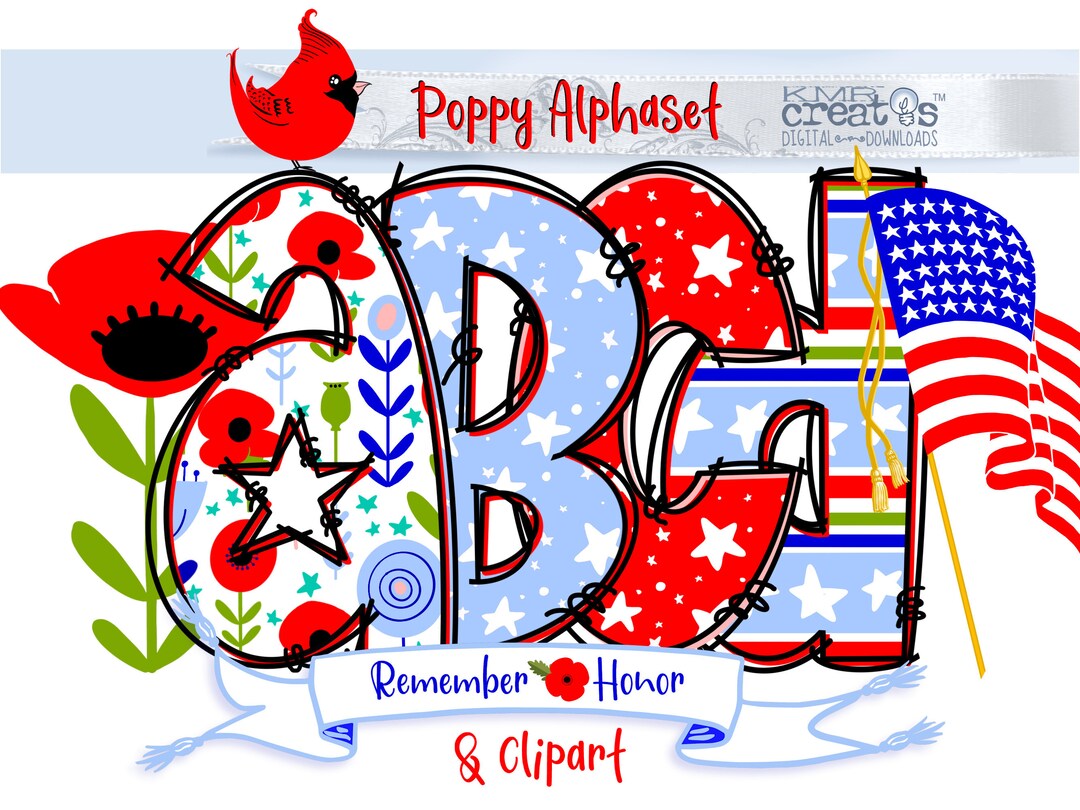 Cute Poppy Letters, Memorial Day Alpha, Patriotic Letters, Patriotic ...