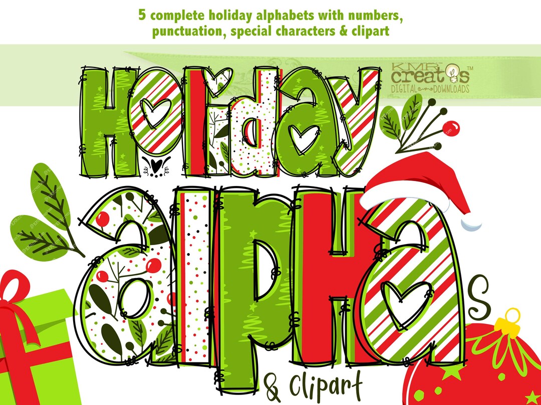 Christmas Holly Alphabet Doodles Png, Christmas Letters, Christmas ...