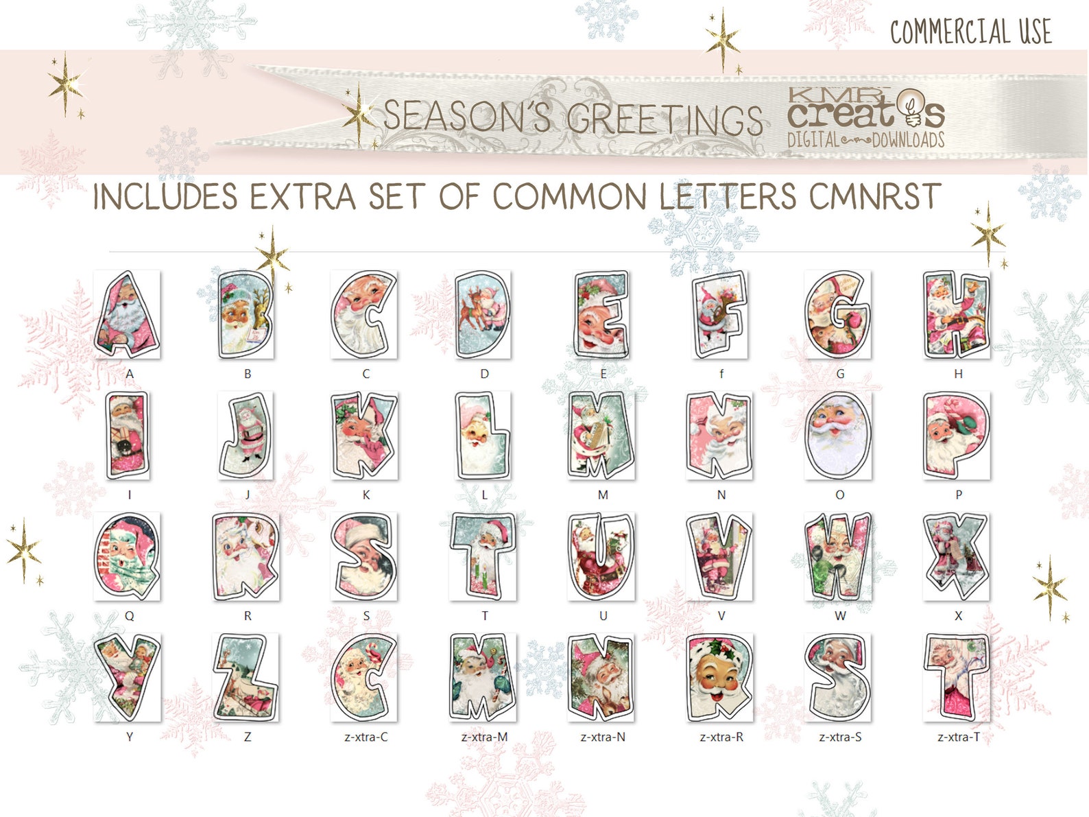Christmas Letters, PNG Christmas Alpha, Vintage Santa Font, Santa ...