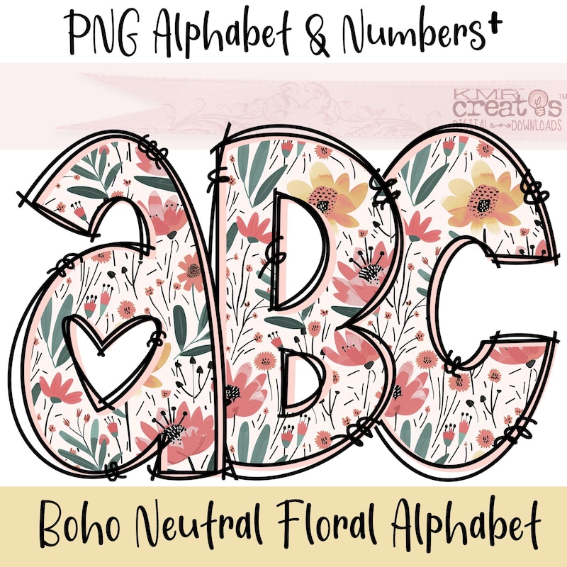 Floral Block Letter Png - Etsy