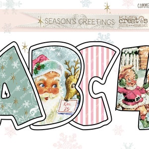 Christmas Letters, PNG Christmas Alpha, Vintage Santa Font, Santa ...
