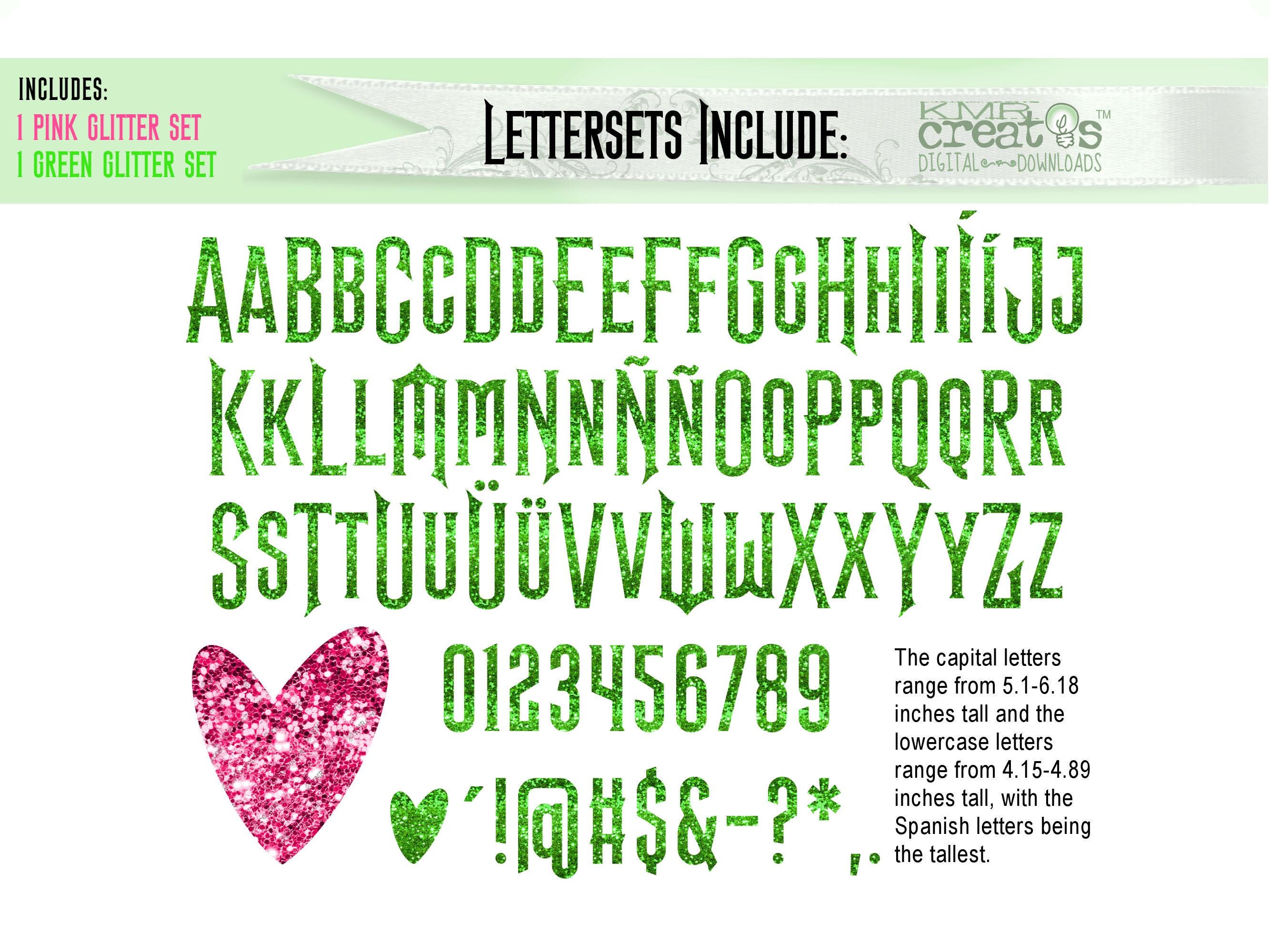 Pink & Green Glitter Alphabet PNG: Wicked Witch Letters (digital ...