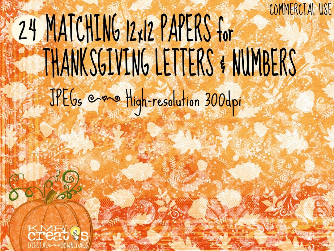 Thanksgiving Digital Crafting Paper, Digital Paper Pack, Pumpkins and ...