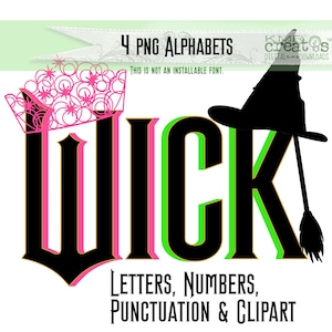 Wicked Witch Alphabet PNG Clipart: Pink & Green Movie Letters (digital ...