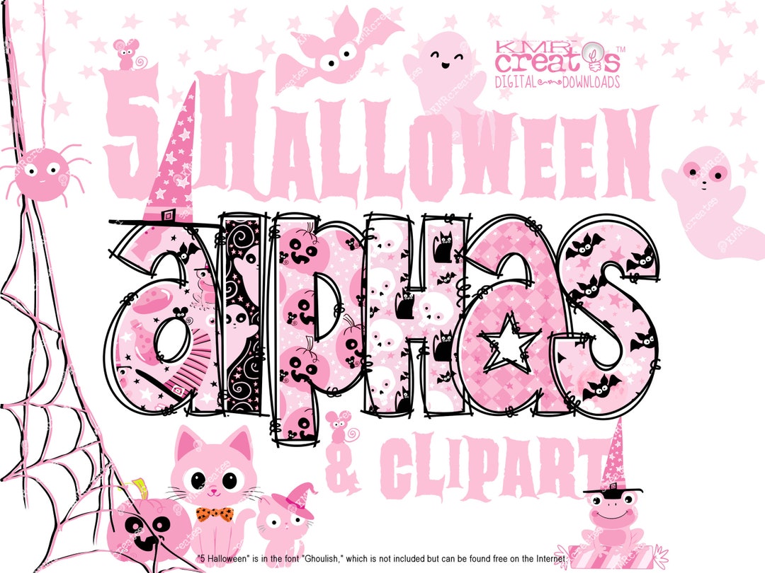 Halloween Alphabet, Pink Letters Clipart, Halloween Letters, Halloween ...