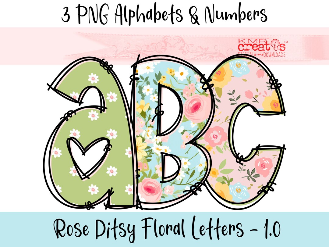 Ditsy Alphabet Pngs Pastel Floral Alpha, Ditsy Png Letters, Pastel ...