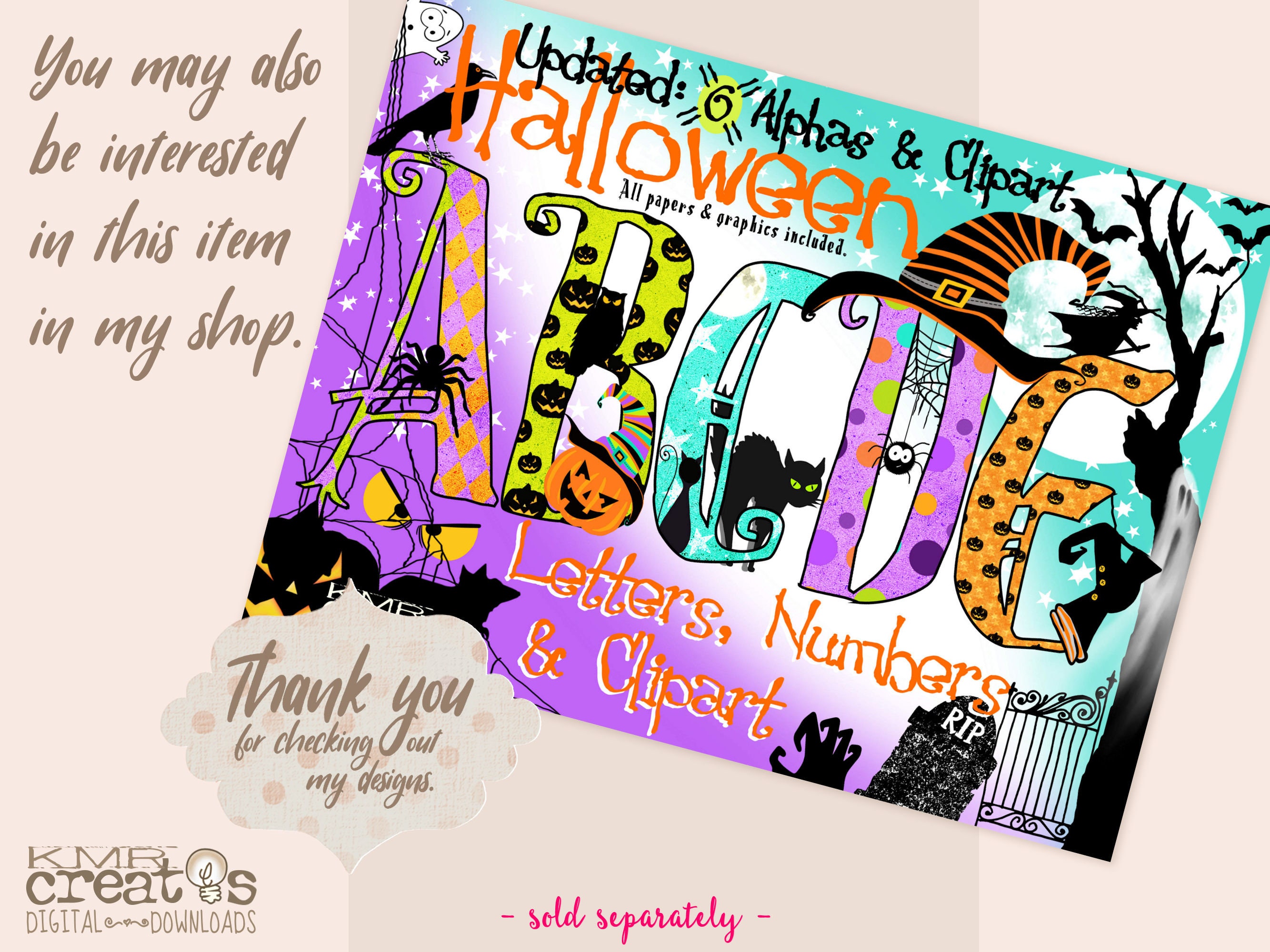 Halloween Letters Black Cat Alphabet Vintage Retro Design - Etsy