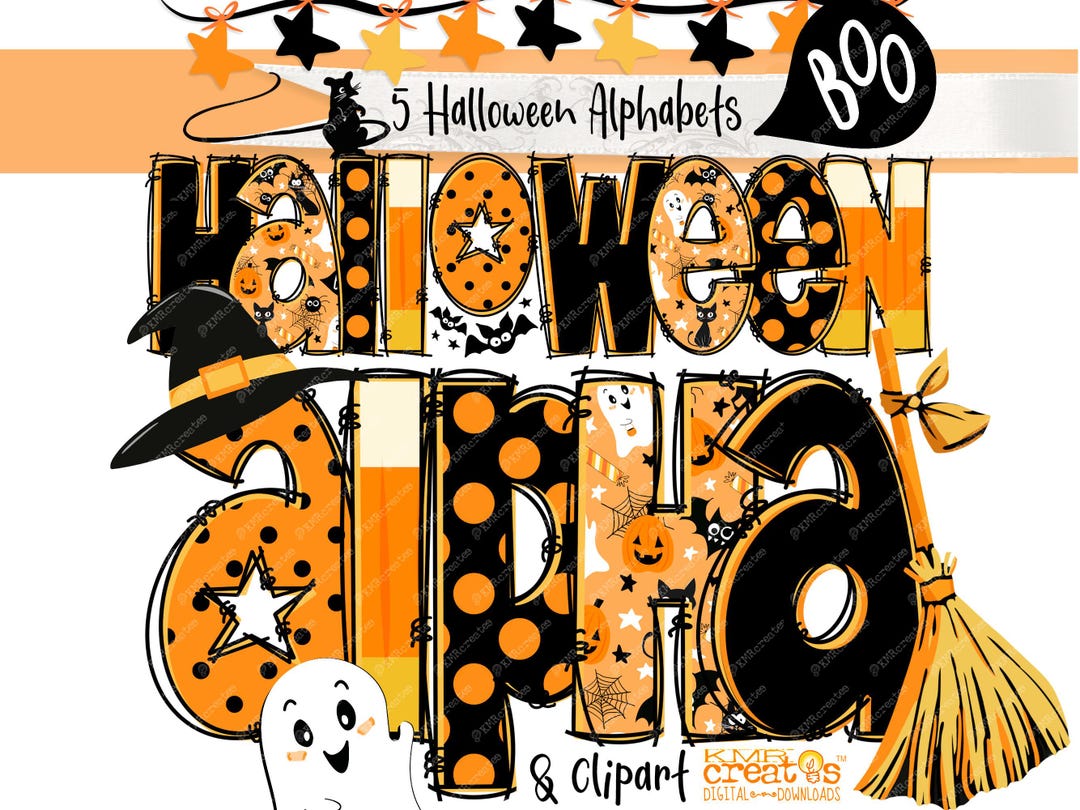 Halloween Alphabet Clipart Bundle PNG, Halloween Letters, Halloween ...