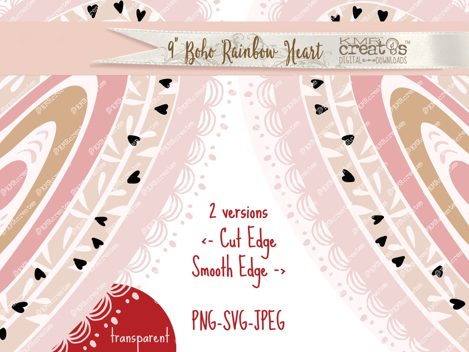 Boho Rainbow Heart SVG PNG Sublimation Valentine Clipart - Etsy