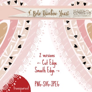 Boho Rainbow Heart SVG PNG Sublimation, Valentine Clipart, Layered Svg ...
