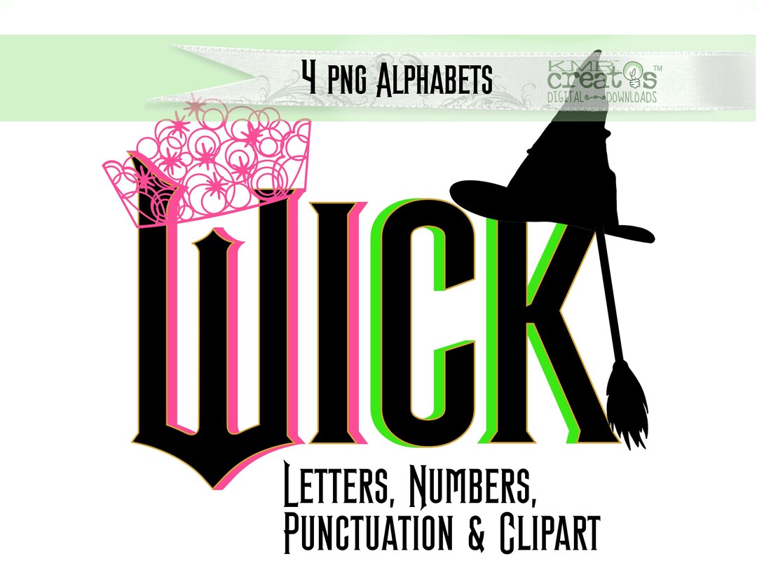 Wicked Witch Alphabet PNG Clipart: Pink & Green Movie Letters (digital ...