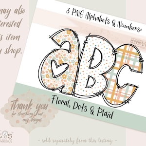 Boho Neutral Floral Alphabet PNG Letters, Doodle Flowers Spring Floral ...