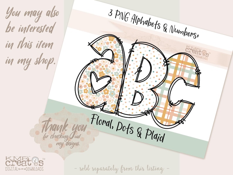Boho Neutral Floral Alphabet PNG Letters, Doodle Flowers Spring Floral ...