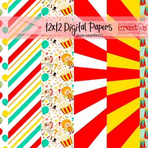 Circus Clipart & Digital Paper: Carnival Alphabet, Numbers (PNG, JPEG ...