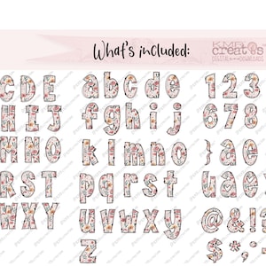 Boho Neutral Floral Alphabet PNG Letters, Doodle Flowers Spring Floral ...