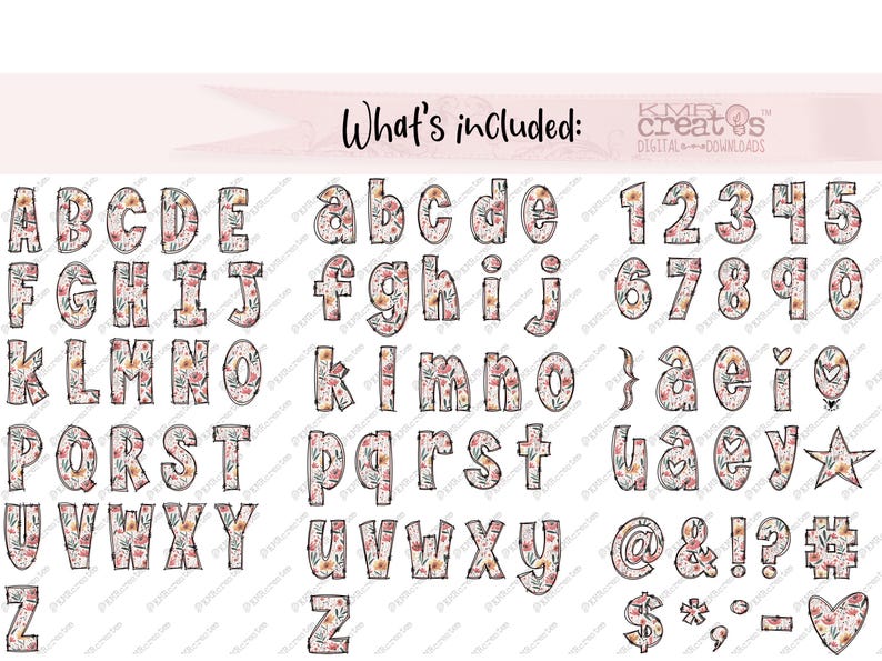 Boho Neutral Floral Alphabet PNG Letters, Doodle Flowers Spring Floral ...
