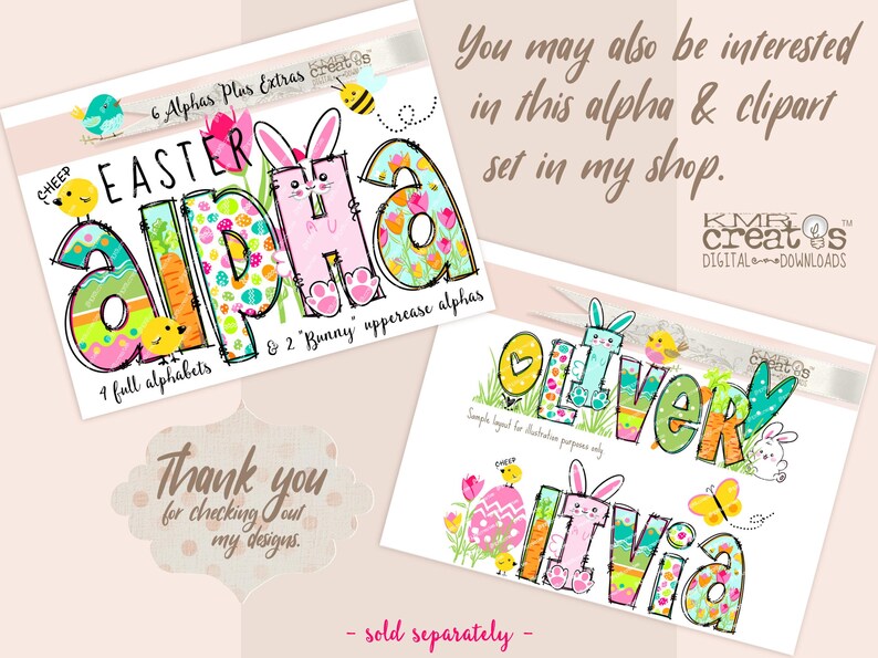 Easter Doodle Alphabet PNG: Bunny & Carrot Letters, Kawaii Clipart ...