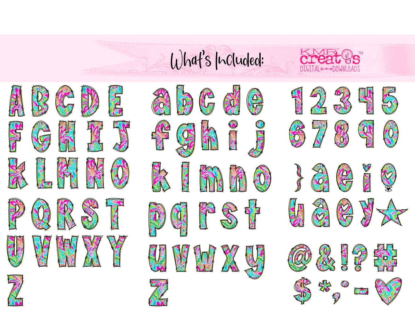 Tropical Floral PNG Alpha Doodle Letters, Custom Name Letters, Doodle ...