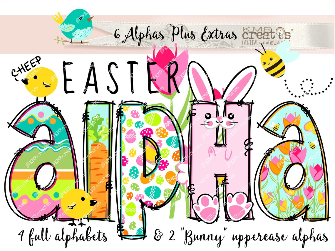 Easter Doodle Alpha Easter Letters Png Easterbunny Alphabet - Etsy