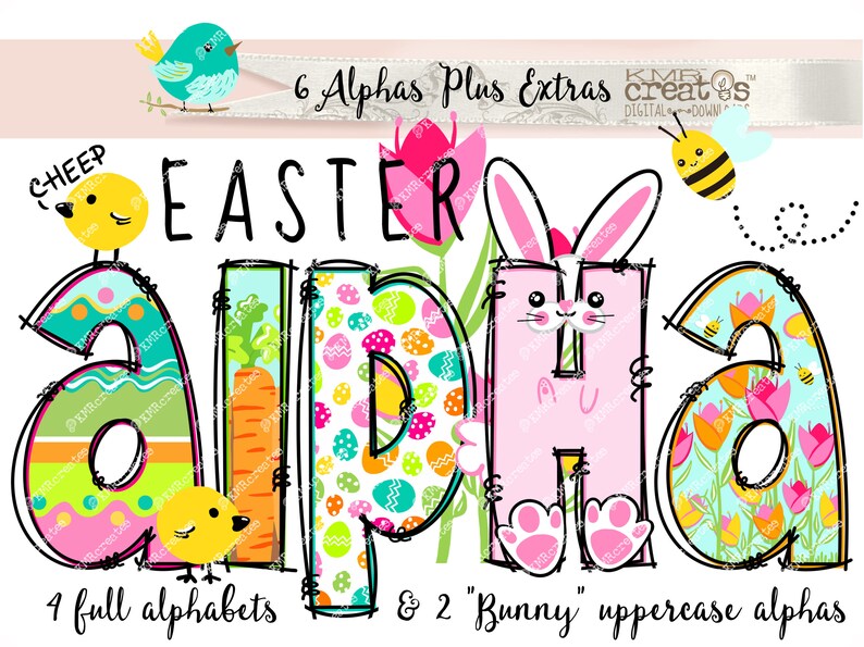 Easter Doodle Alpha Easter Letters Png Easterbunny Alphabet - Etsy