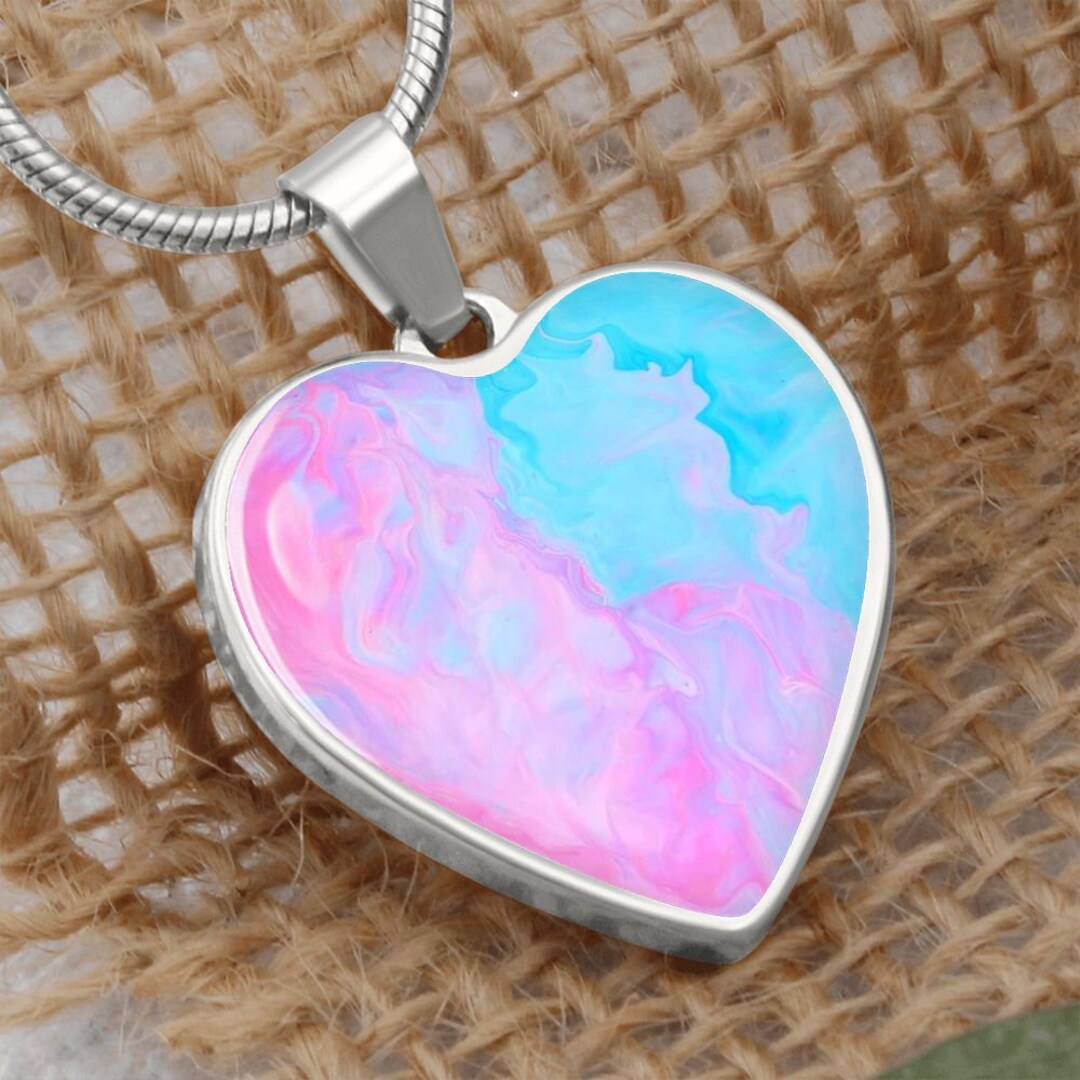 Transgender Necklace, Engraved Heart Necklace, Trans Subtle Pride ...