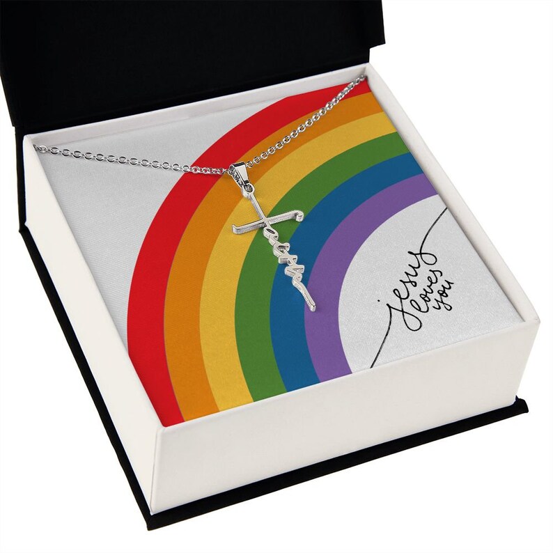 Rainbow Pride Cross Necklace Faith Cross Necklace Gay - Etsy