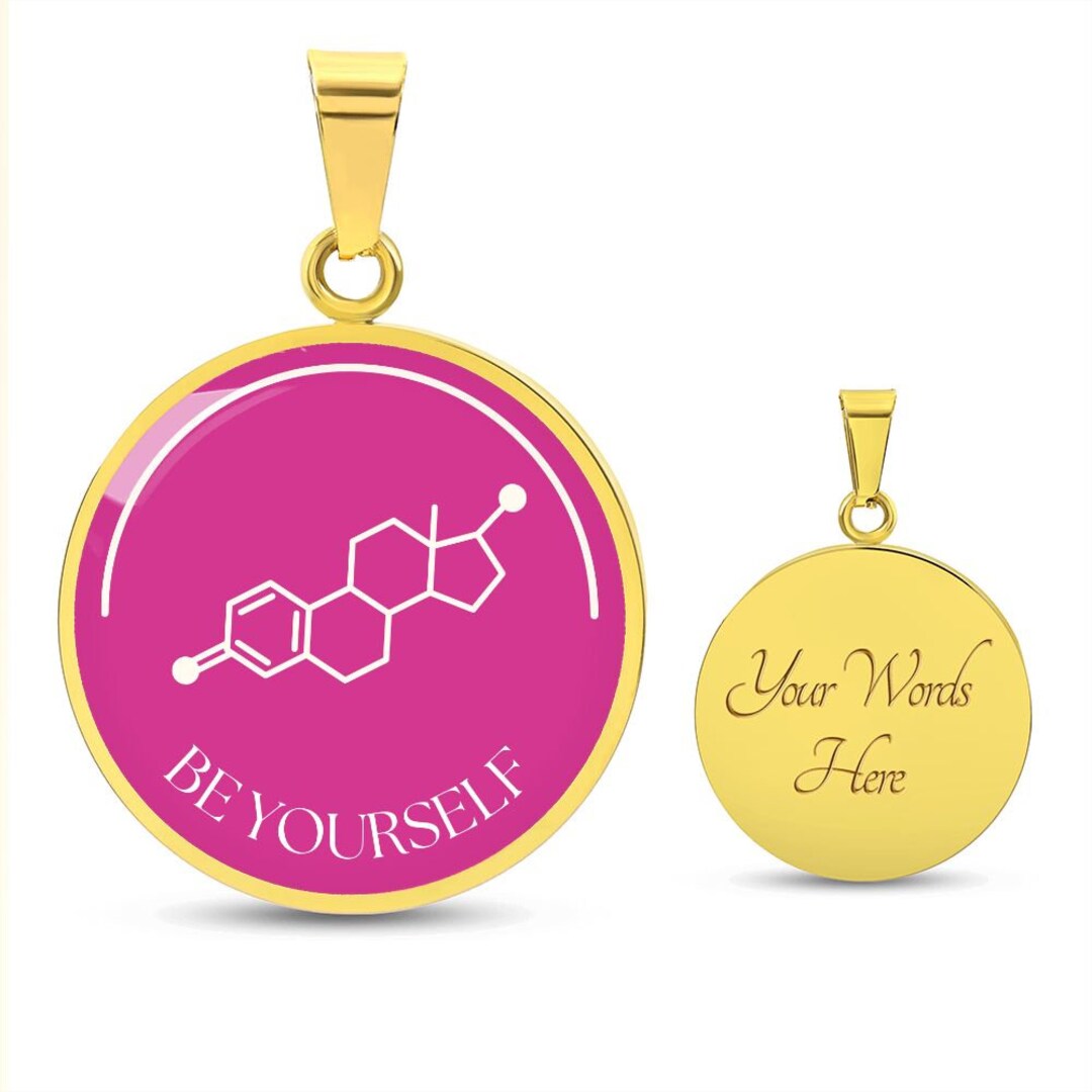 Estrogen Necklace, Estrogen Molecule, Pink Estrogen Symbol Necklace, Be ...