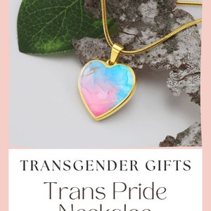 Transgender Necklace, Engraved Heart Necklace, Trans Subtle Pride ...