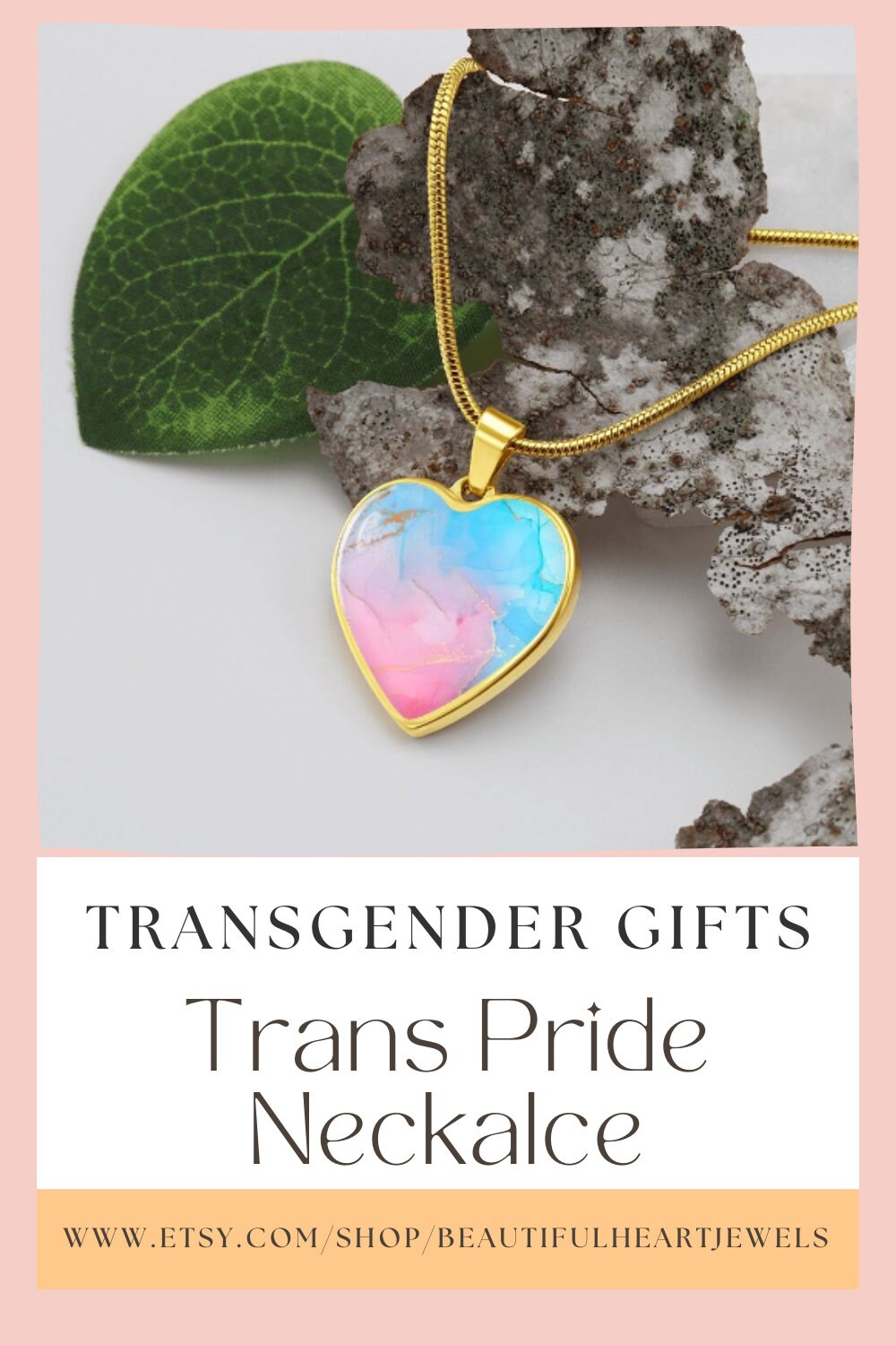 Transgender Necklace, Engraved Heart Necklace, Trans Subtle Pride ...