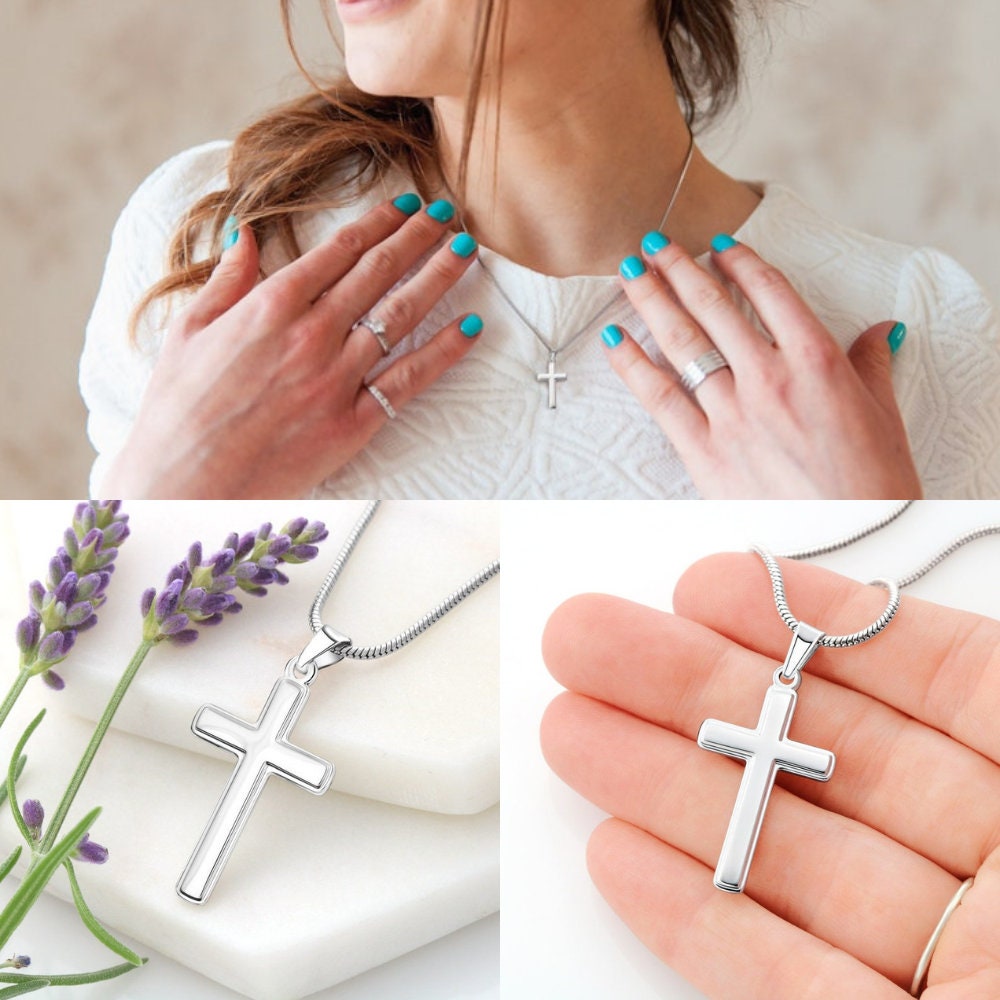 Rainbow Pride Cross Necklace Engraved Necklace Gay Christian - Etsy