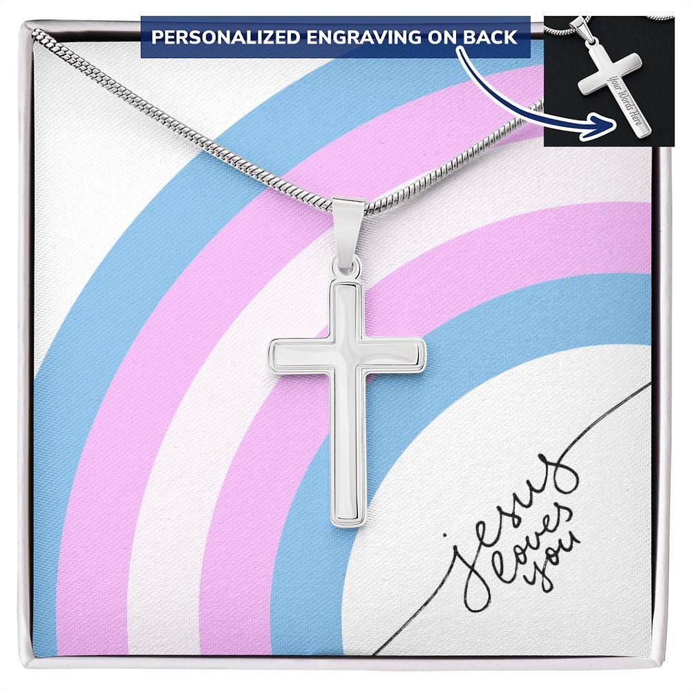 Transgender Cross Necklace, Engraved Cross, LGBTQ Christian Jewelry ...