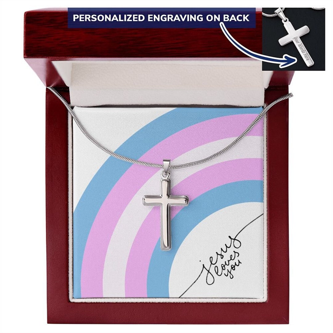 Transgender Cross Necklace, Engraved Cross, LGBTQ Christian Jewelry ...