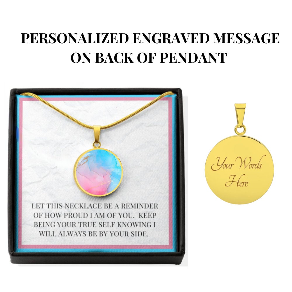Transgender Necklace, Engraved Necklace, Trans Subtle Pride Jewelry ...