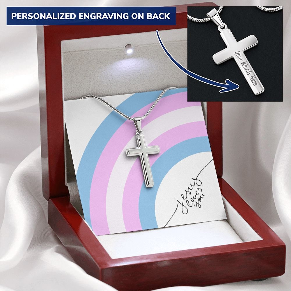 Transgender Cross Necklace, Engraved Cross, LGBTQ Christian Jewelry ...