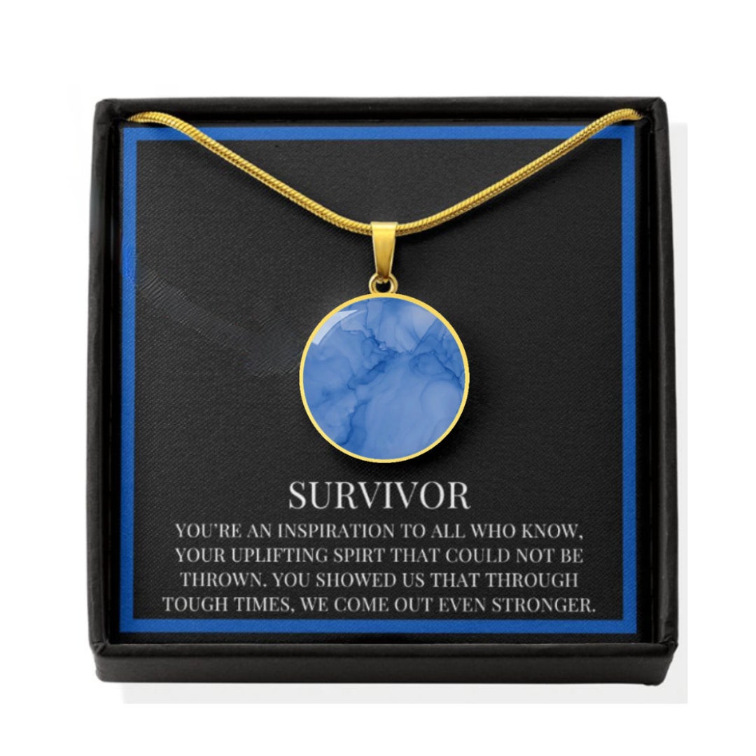 Colon Cancer Survivor Necklace, Colon Cancer Jewelry, Blue Colon Cancer ...